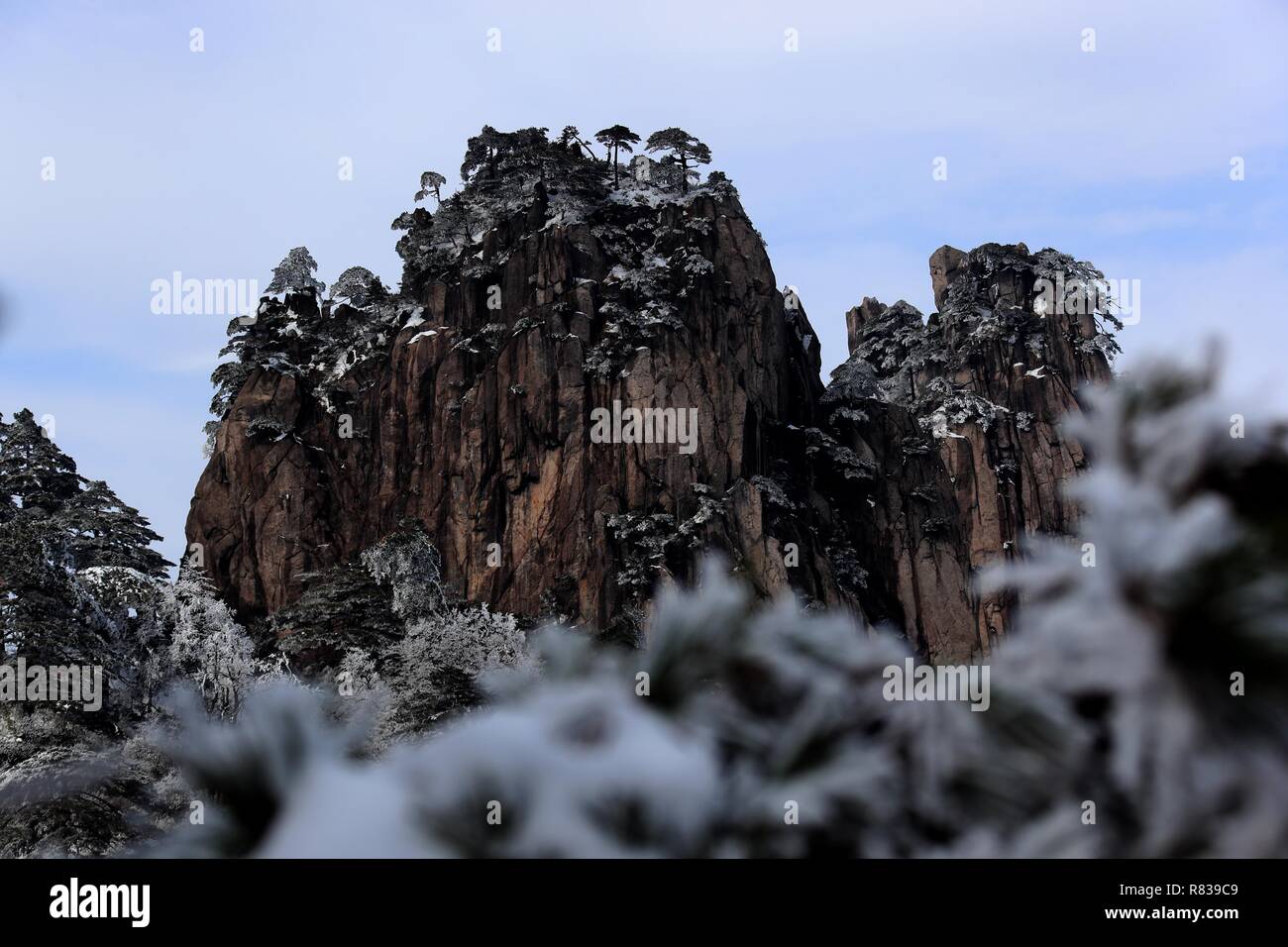 Huangshan. 12th Dec, 2018. Photo taken on Dec. 12, 2018 shows the Huangshan Mountain Scenic Area ...