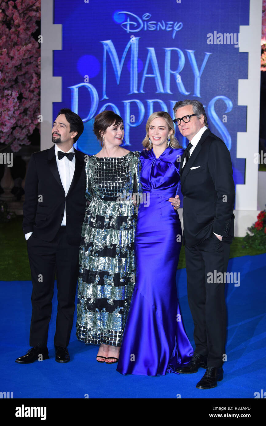 London, UK. December 12, 2018: Lin-Manuel Miranda, Emily Mortimer ...