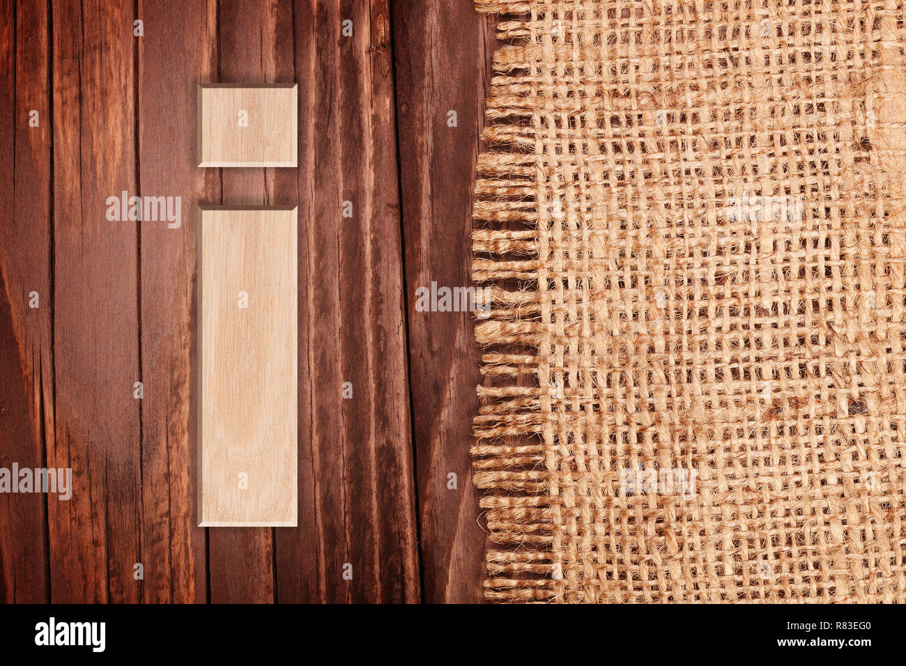 Wooden alphabet letter symbol - I. On wooden table background wih ...