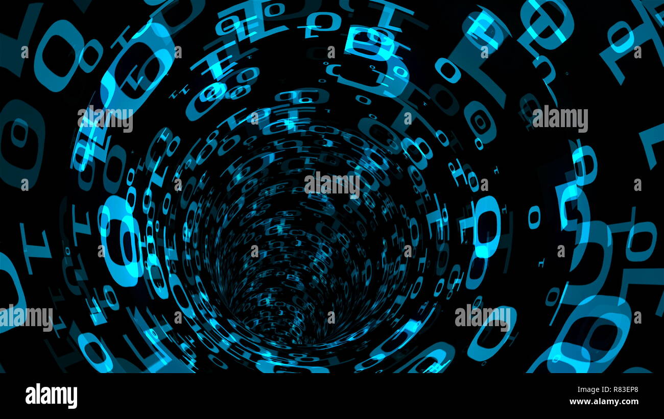 Abstract swirl binary tunnel, immitation of trip in computer universe, computer generated ...