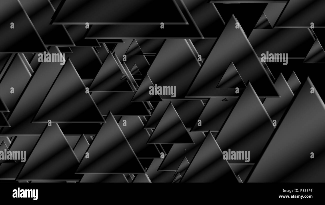 Many black triangles for technology background, 3D render computer ...