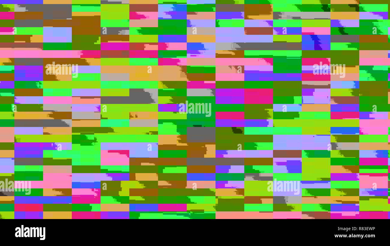 Dynamic bright glich video, bad tv signal of color display, 3d render ...