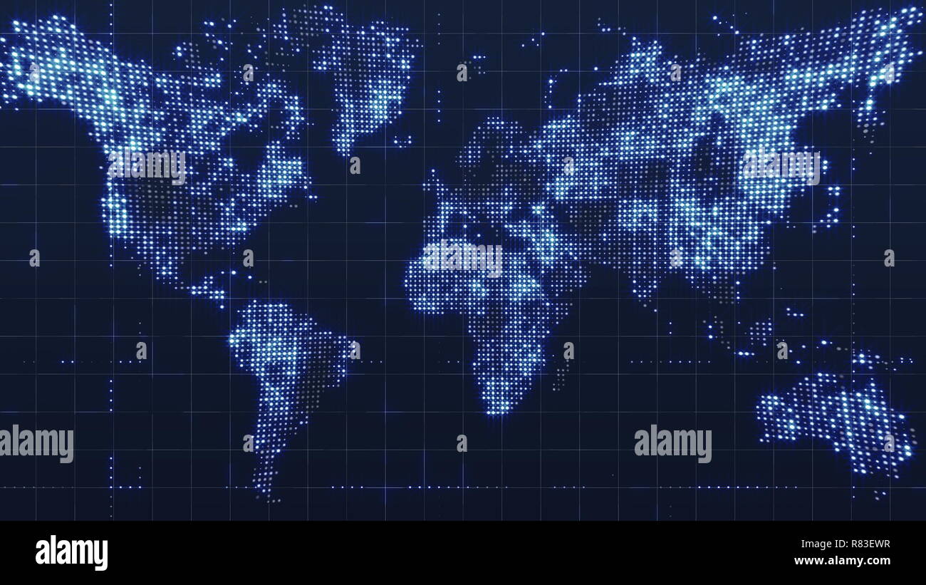 Global technology world map, flat Earth, globe worldmap icon, 3d render ...