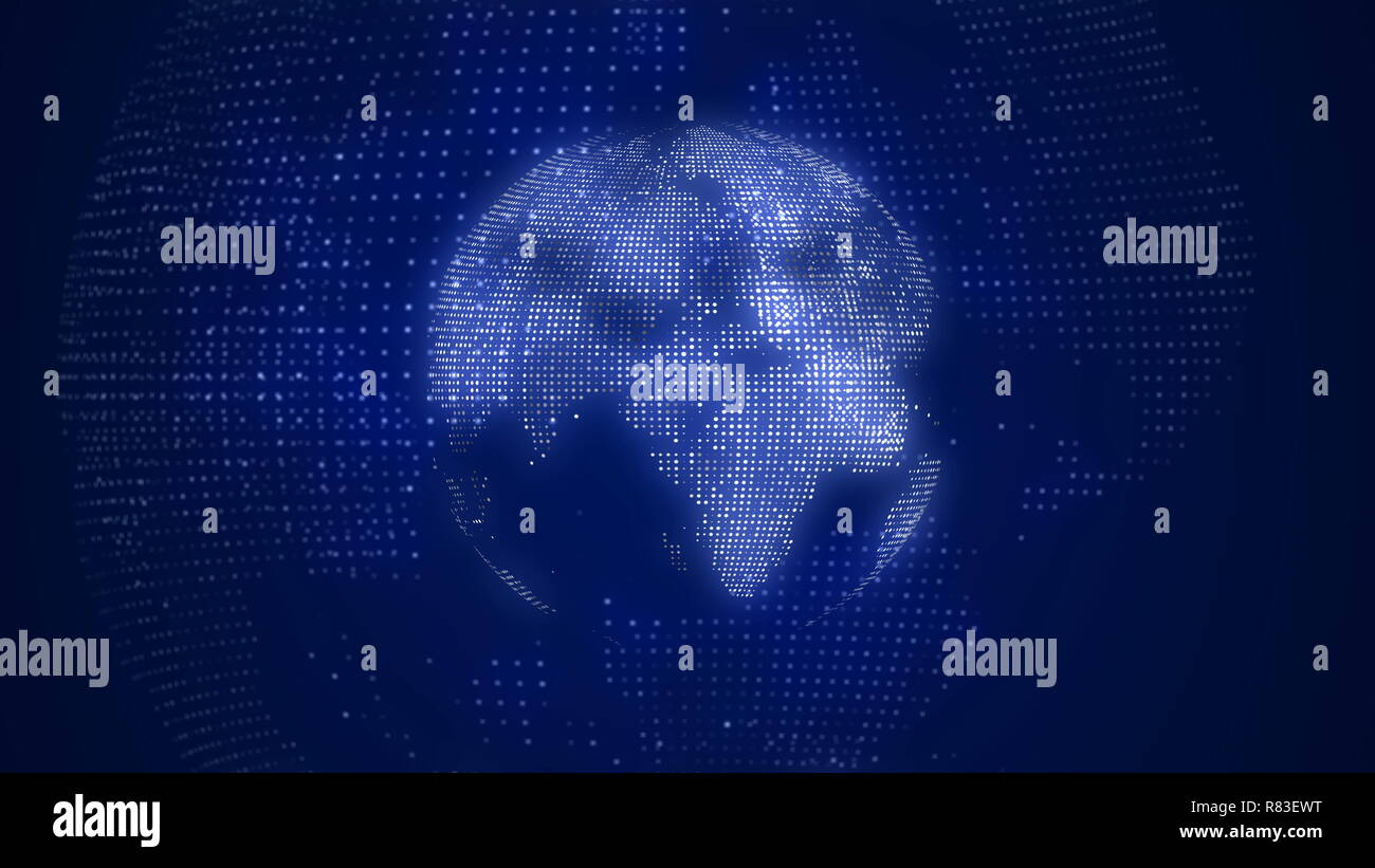 Global technology world map, flat Earth, globe worldmap icon, 3d render ...