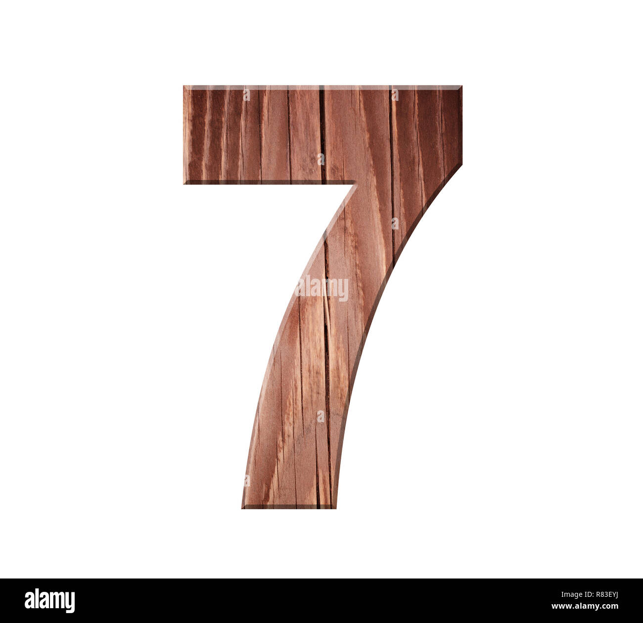 Wooden digit one symbol - 7. Isolated on white background Stock Photo ...