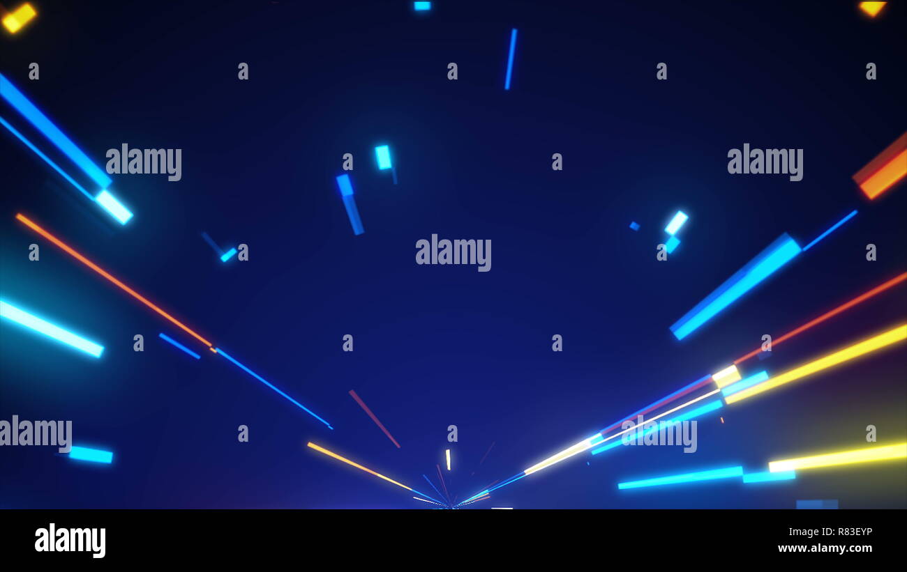 Bright neon lines loop, modern neon technology, immitation of movement ...