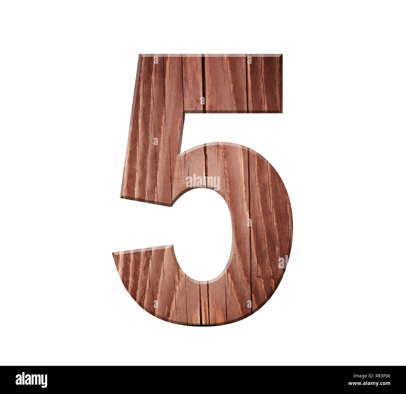 Wooden digit one symbol - 5. Isolated on white background Stock Photo ...