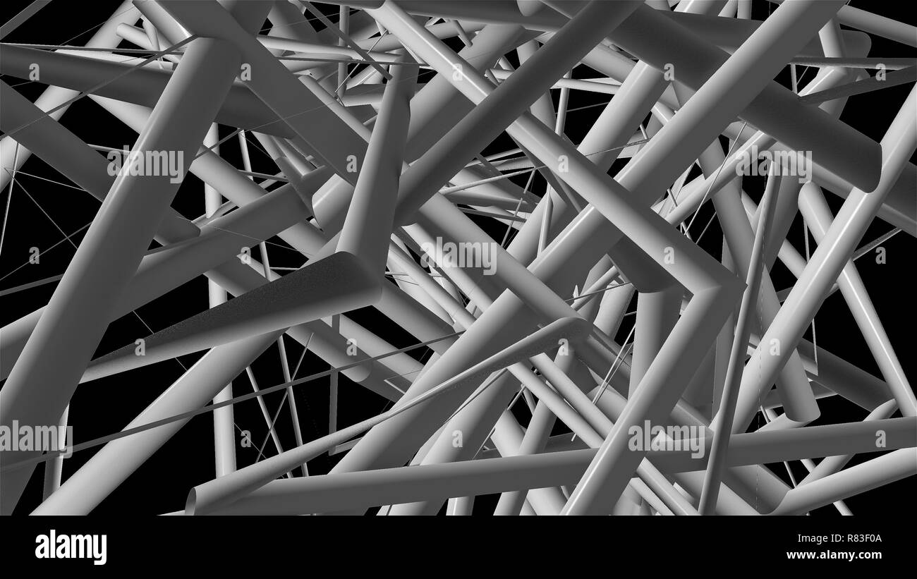 Abstract background with many random lines, 3d render backdrop ...