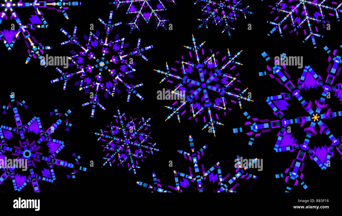 Bright snowflakes in cartoon style - dynamic background, 3d render ...