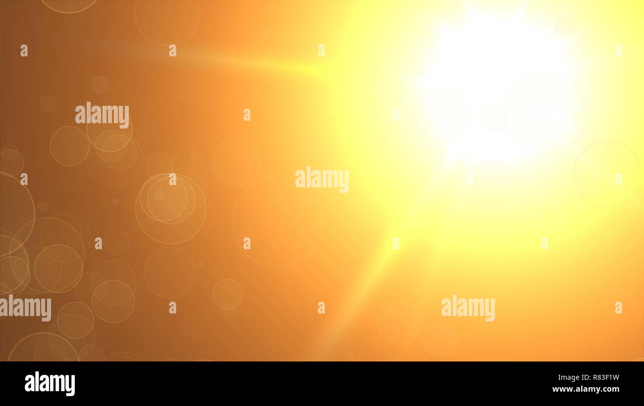 Refraction of light of warm sun - rays, sky and flying particles ...