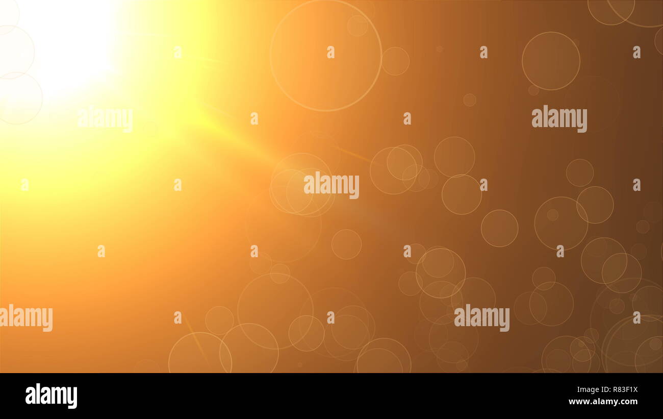 Refraction of light of warm sun - rays, sky and flying particles ...