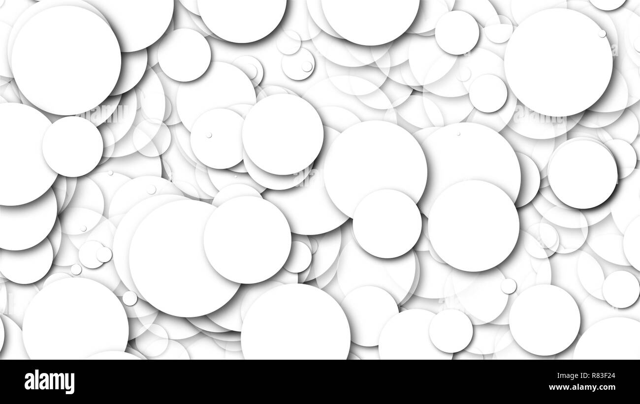 Many white chaotic round particles, computer generated abstract ...