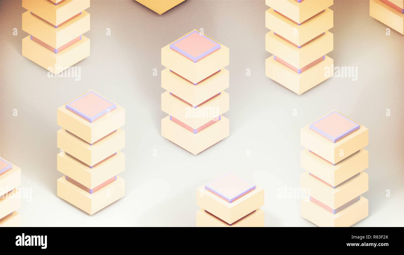 3d abstraction - imitation of many buildings and sunlight, 3d render ...