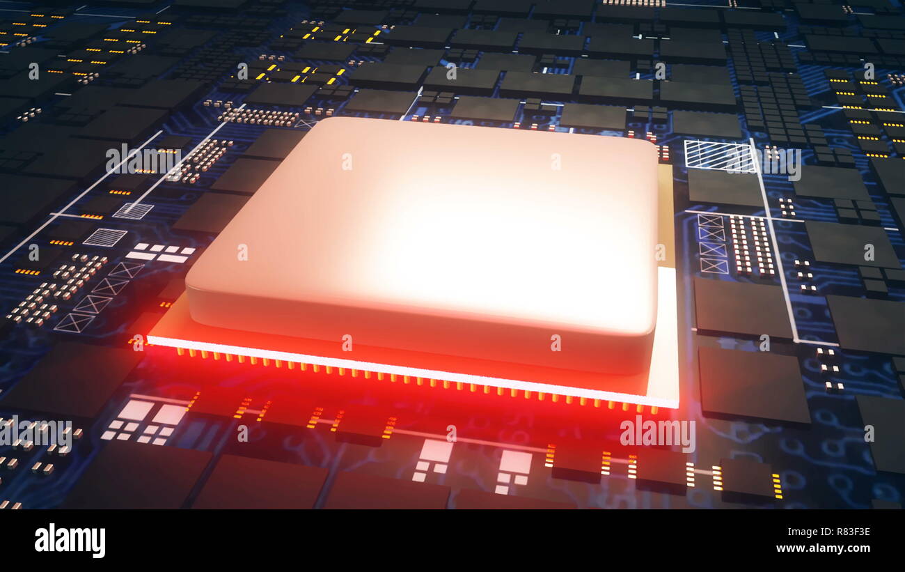 Circuit board, central computer processors CPU concept, close up of ...