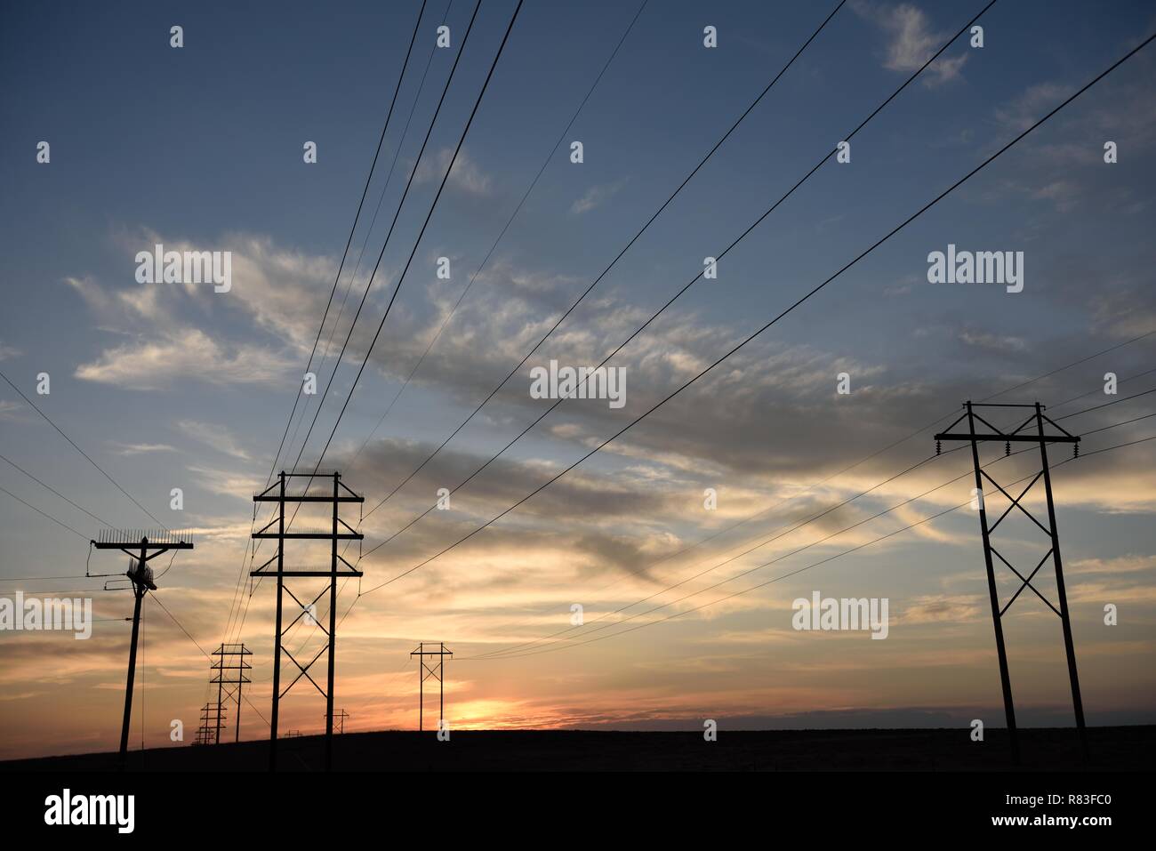 Overhead Power Lines At Sunset High Resolution Stock Photography and ...