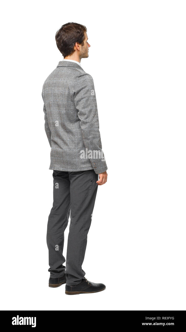 Side view of Business man looks. Rear view people collection. backside ...