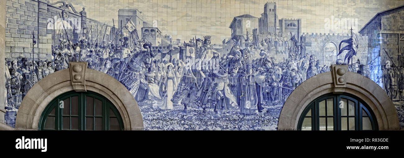 Porto, Portugal - March 4, 2015: Famous tiles from the Sao Bento ...