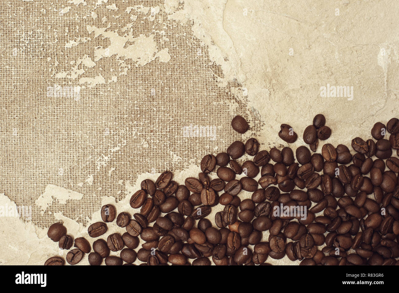 Coffee beans on top view background Stock Photo - Alamy