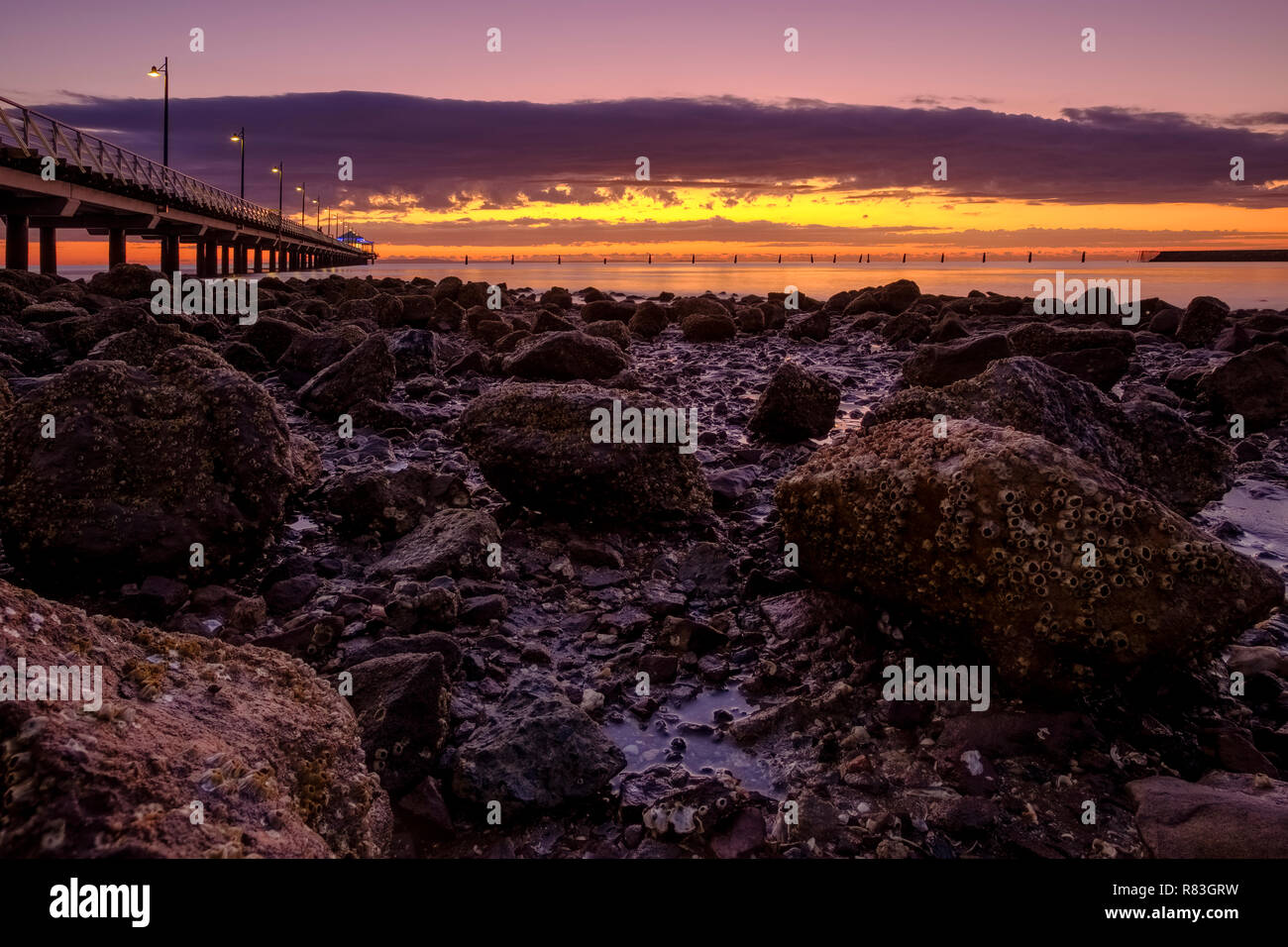 Dawn at the Shorncliffe Pier Stock Photo - Alamy