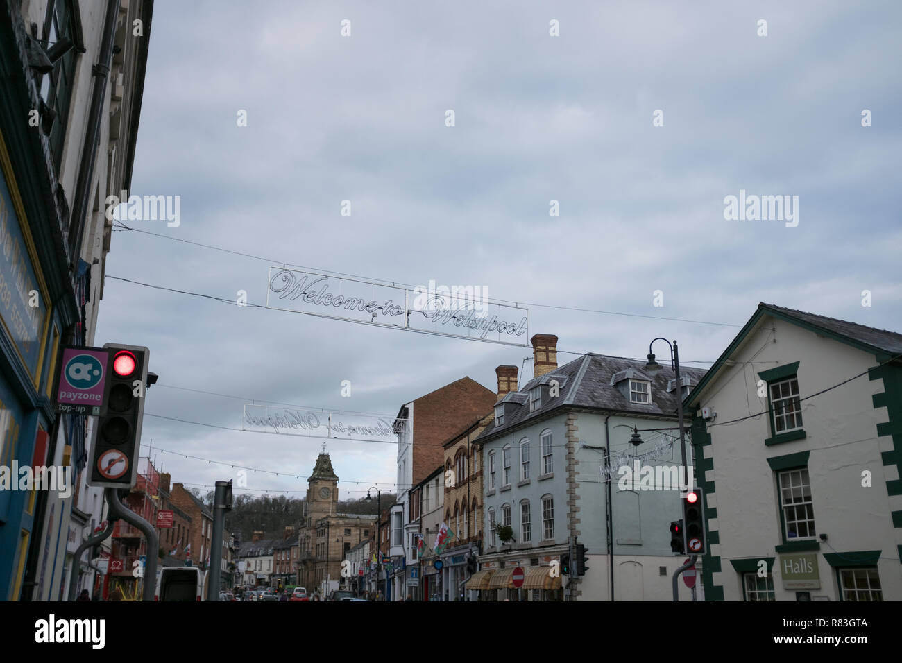 the street view in Welshpool, UK Stock Photo - Alamy