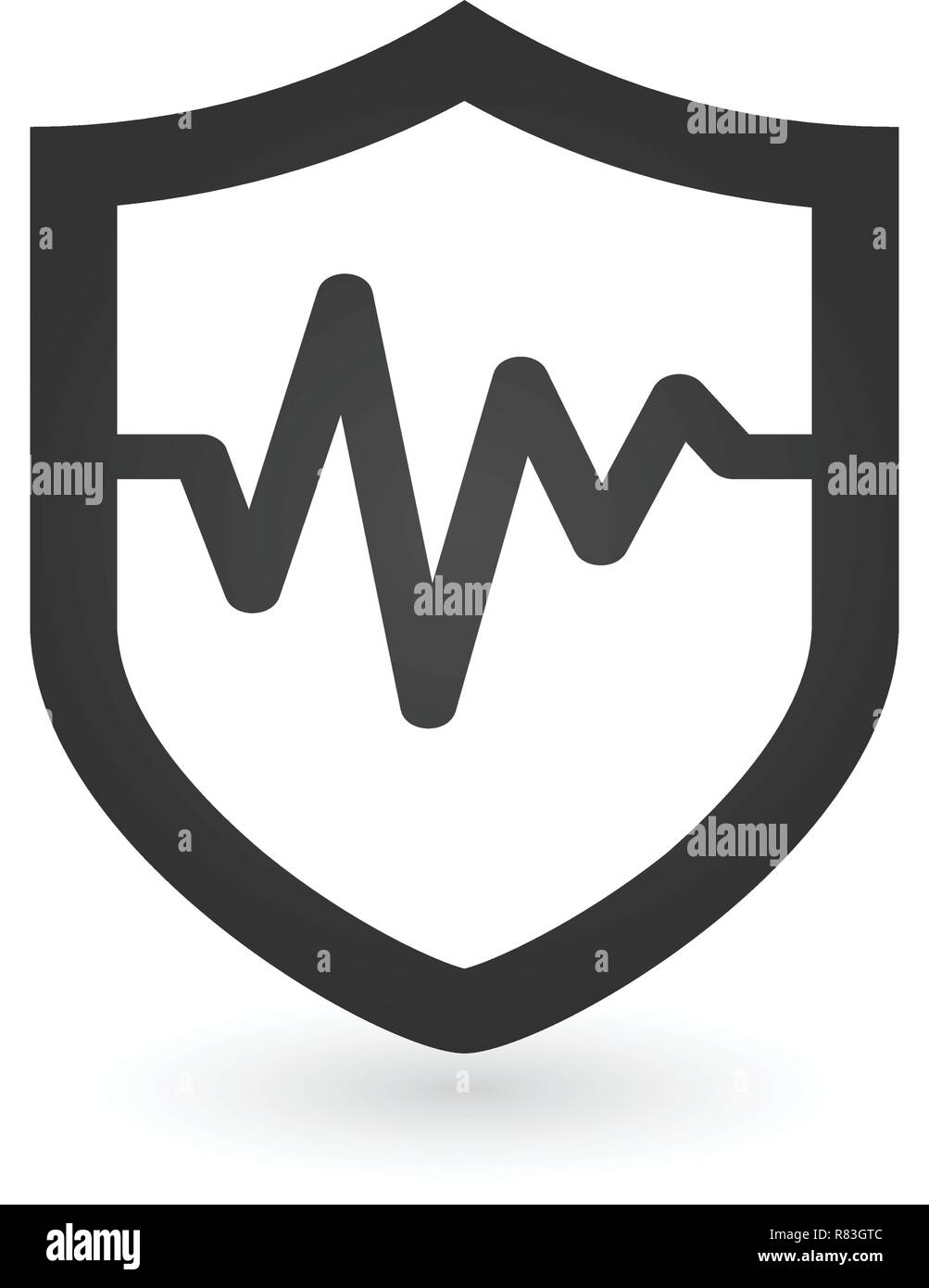 Illustration of an isolated shield with an pulse or heart beat. health ...
