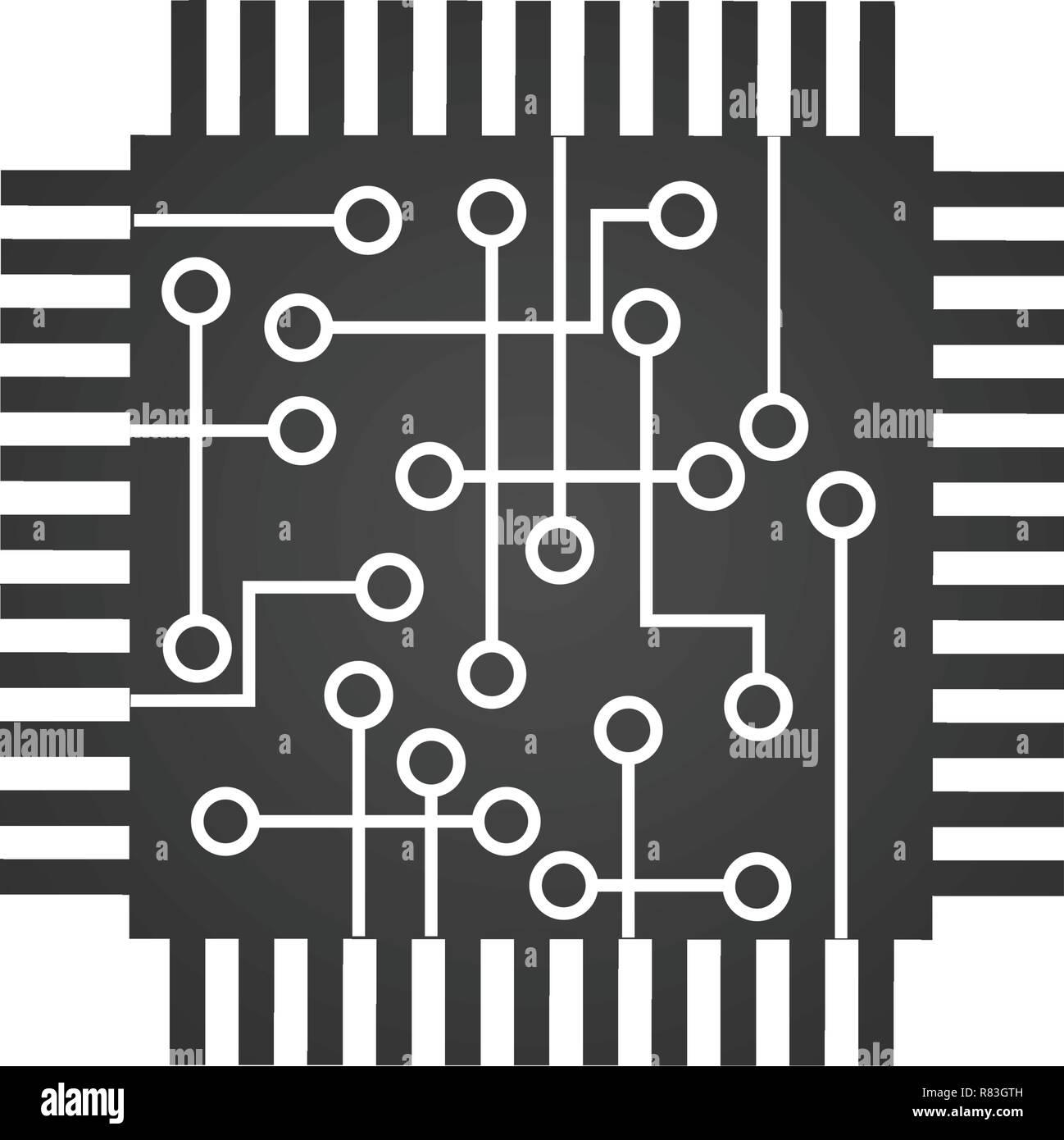 Cpu Central Processing Unit Computer Chip Or Microchip Icon Vector