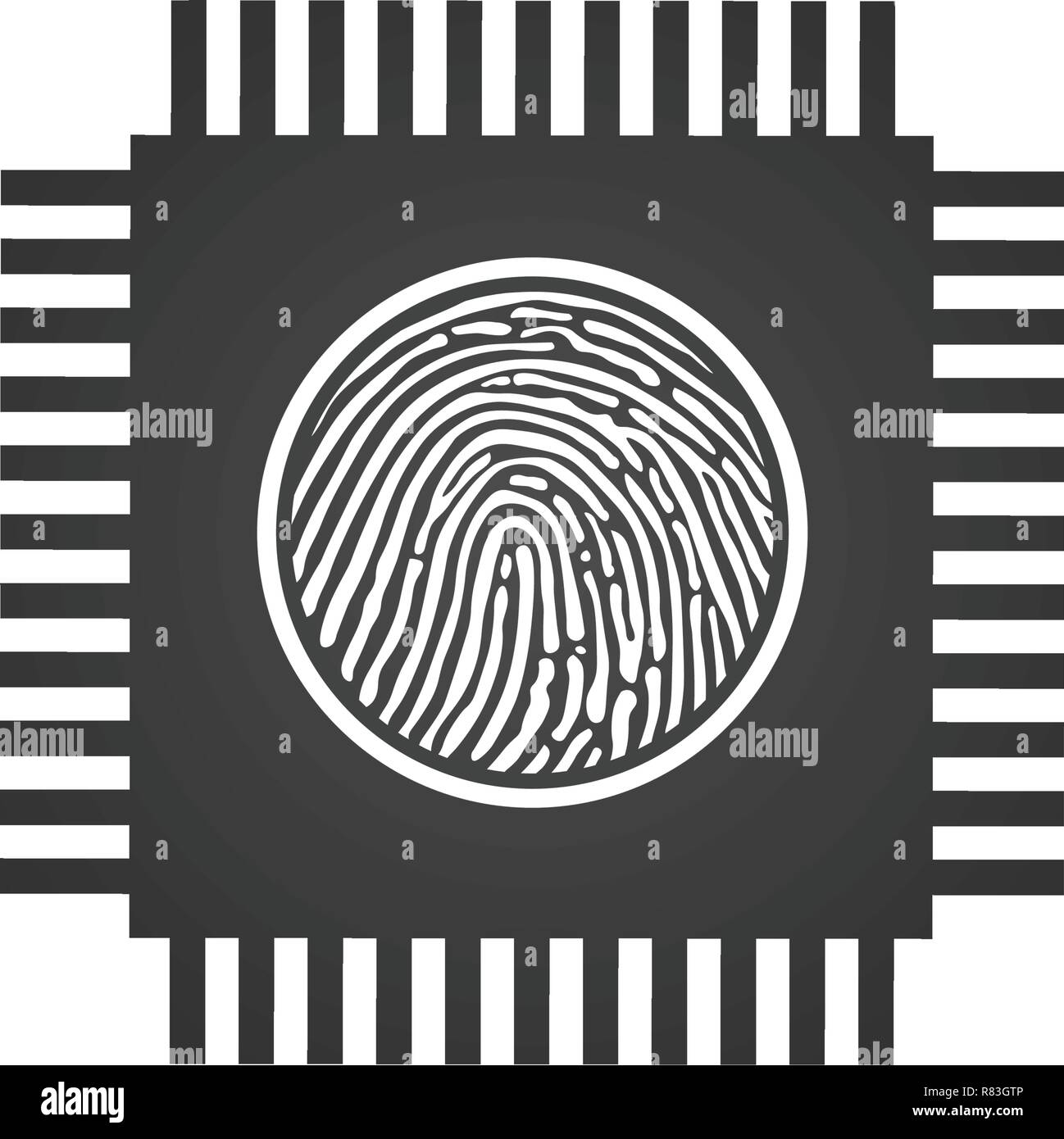 Cpu Central Processing Unit With Fingerprint Security Concept