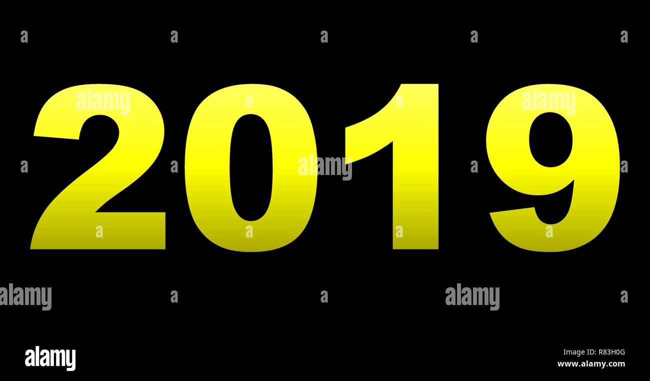 year 2019 - yellow gradient, isolated numbers - vector illustration ...