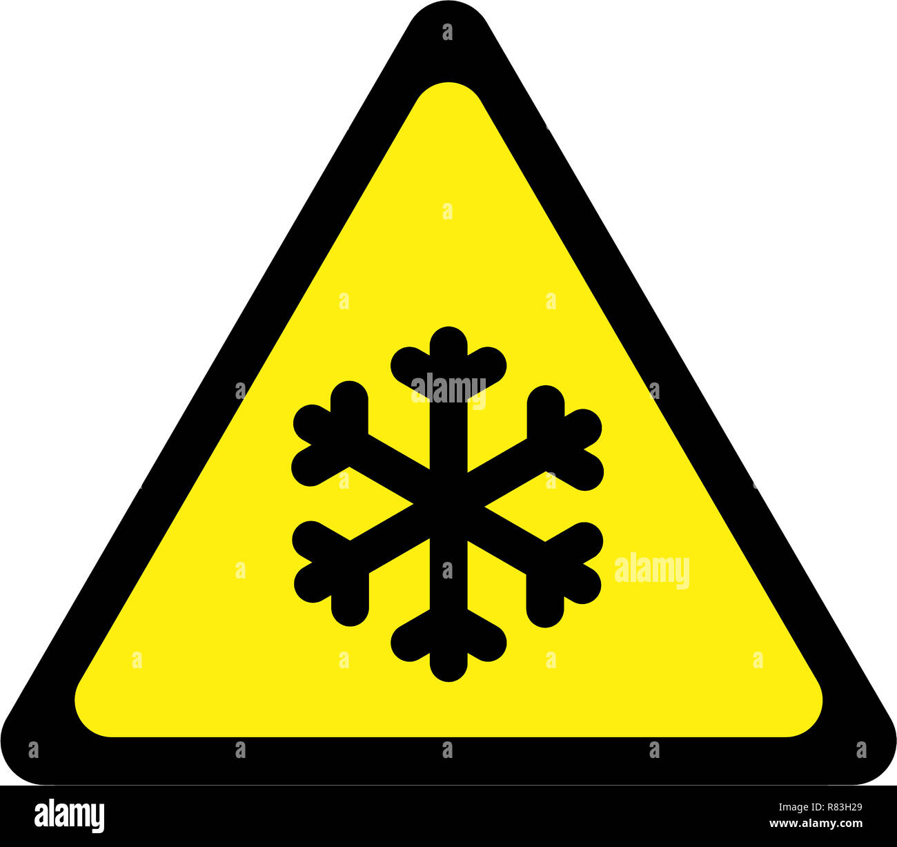 Warning sign with ice symbol Stock Photo - Alamy