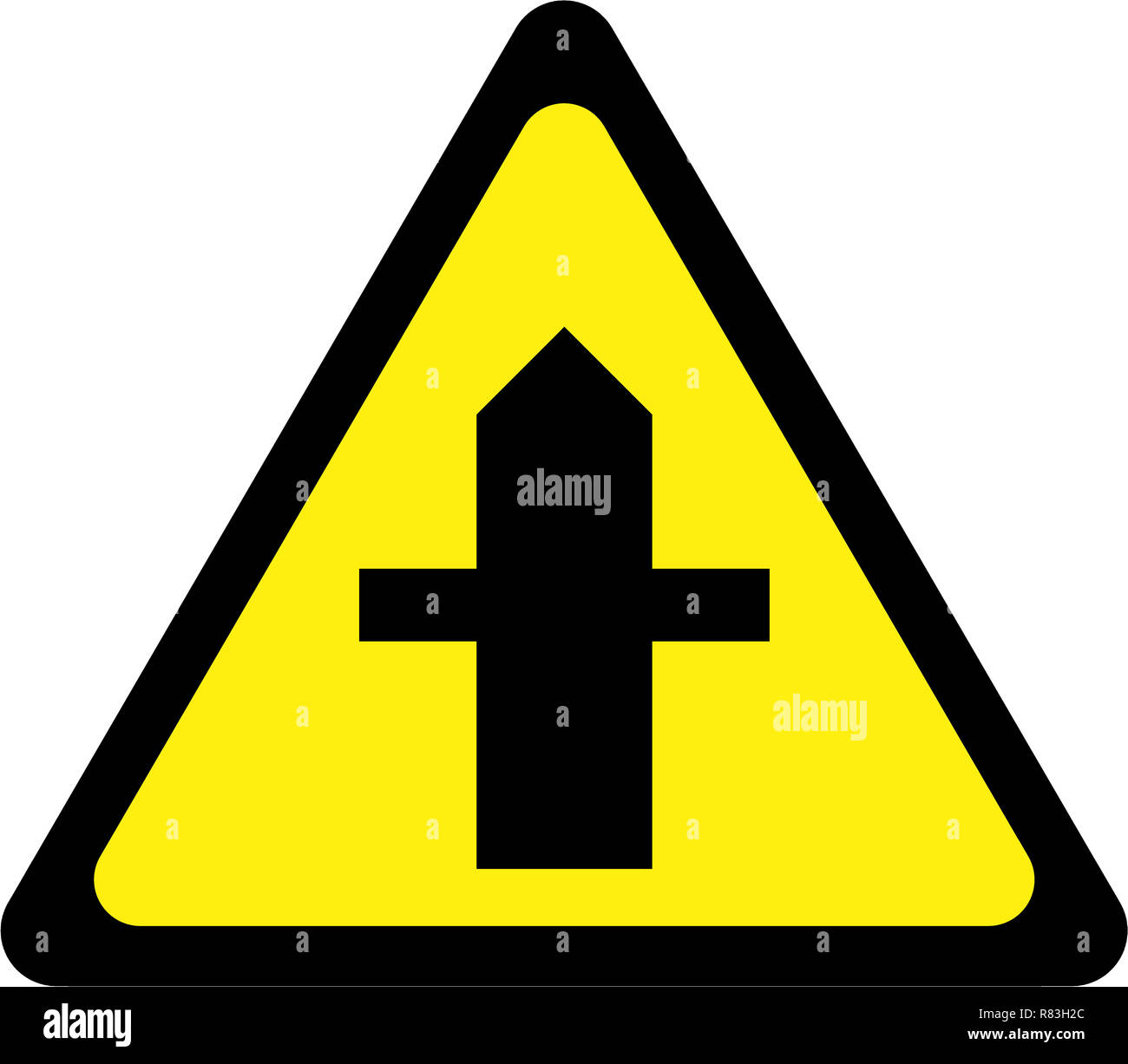 Warning sign with crossroads symbol Stock Photo - Alamy