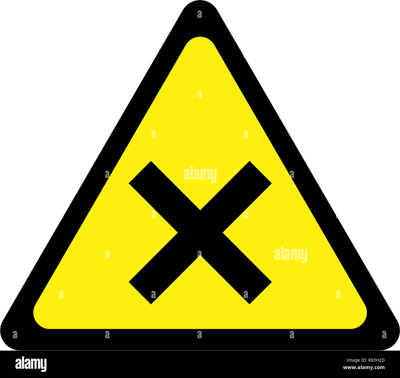 Warning sign with intersection symbol Stock Photo - Alamy