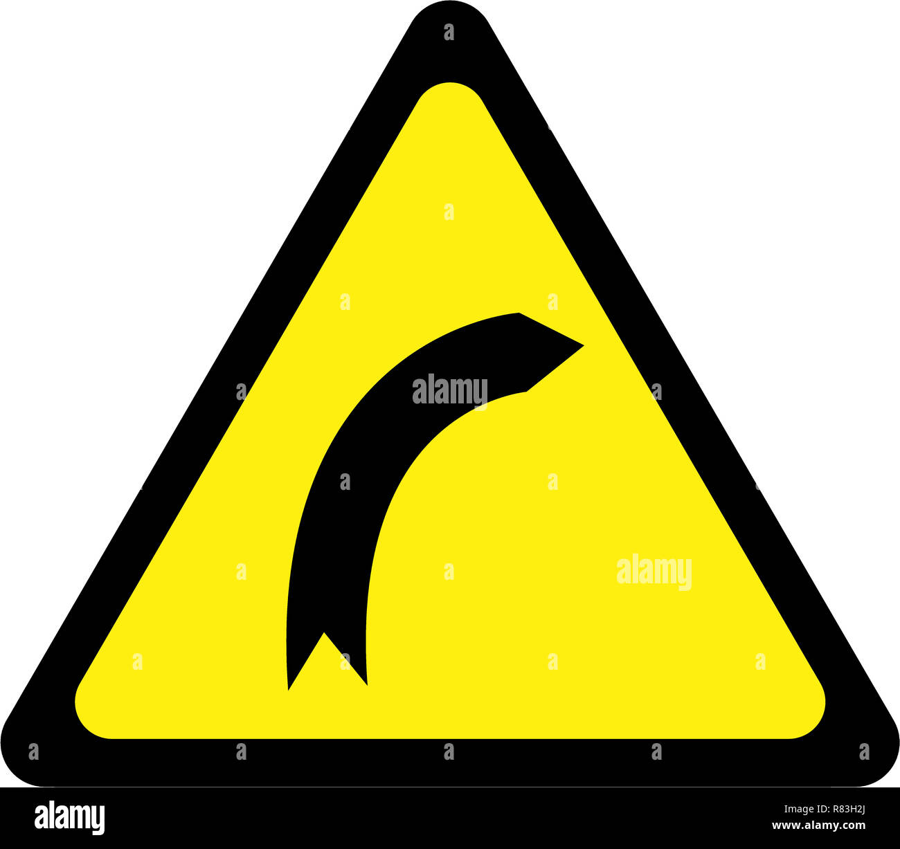 Warning sign with right bend symbol Stock Photo - Alamy