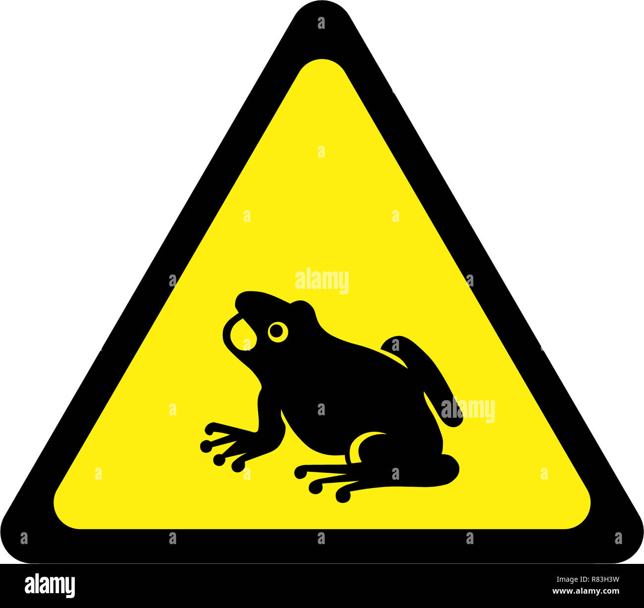 Warning sign with frogs on road symbol Stock Photo - Alamy