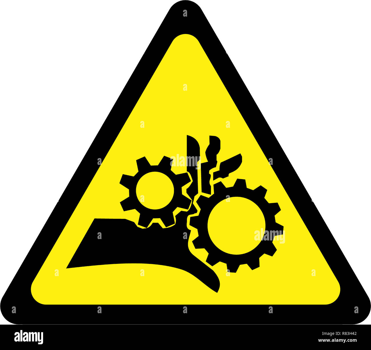 Warning sign with rotating parts symbol Stock Photo - Alamy