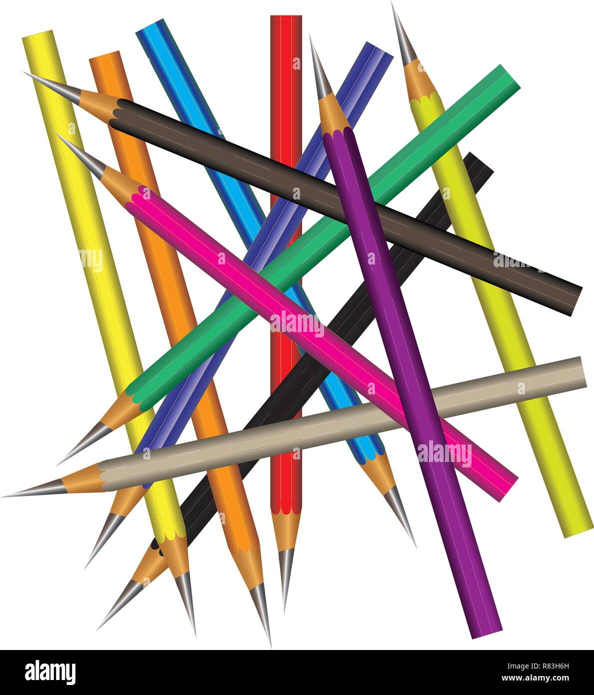 Vector of lead sharp color pencil on white background with realistic 3D ...