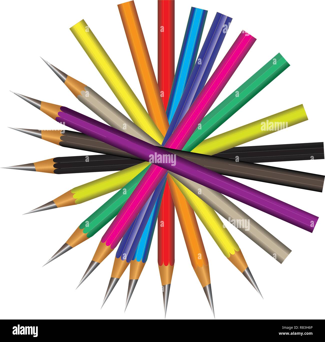 Vector of lead sharp color pencil on white background with realistic 3D ...