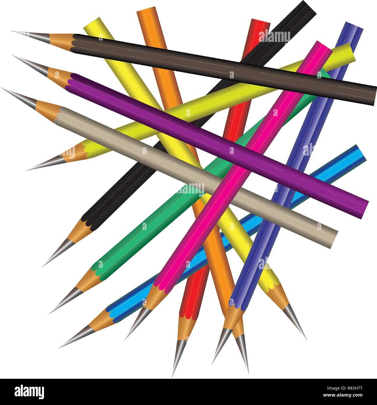 Vector of lead sharp color pencil on white background with realistic 3D ...