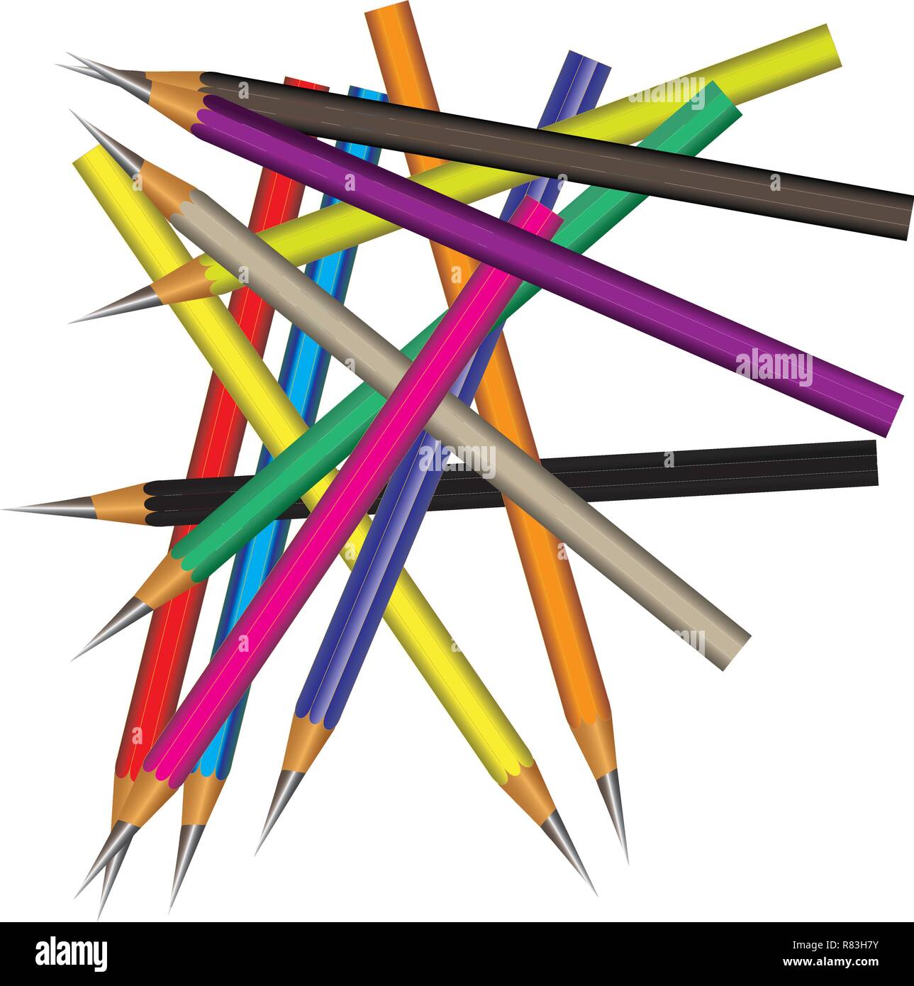 Vector of lead sharp color pencil on white background with realistic 3D ...