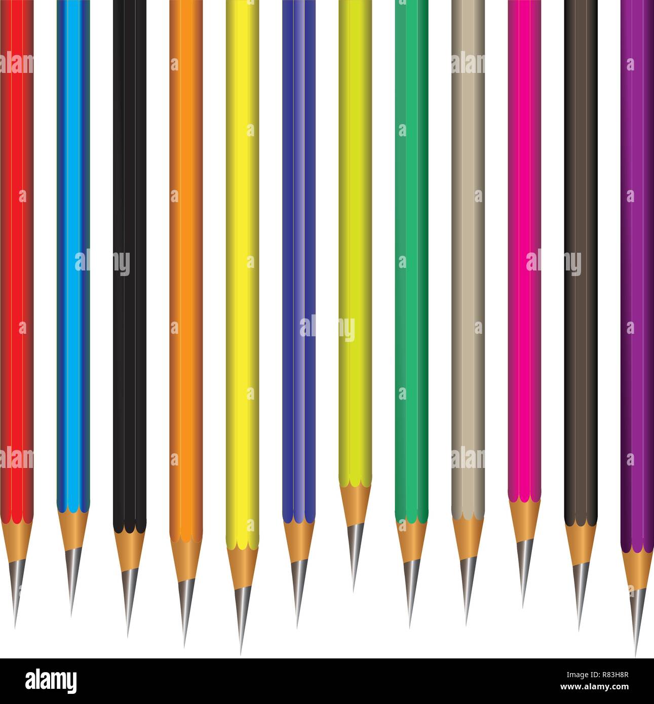 Vector of lead sharp color pencil on white background with realistic 3D ...