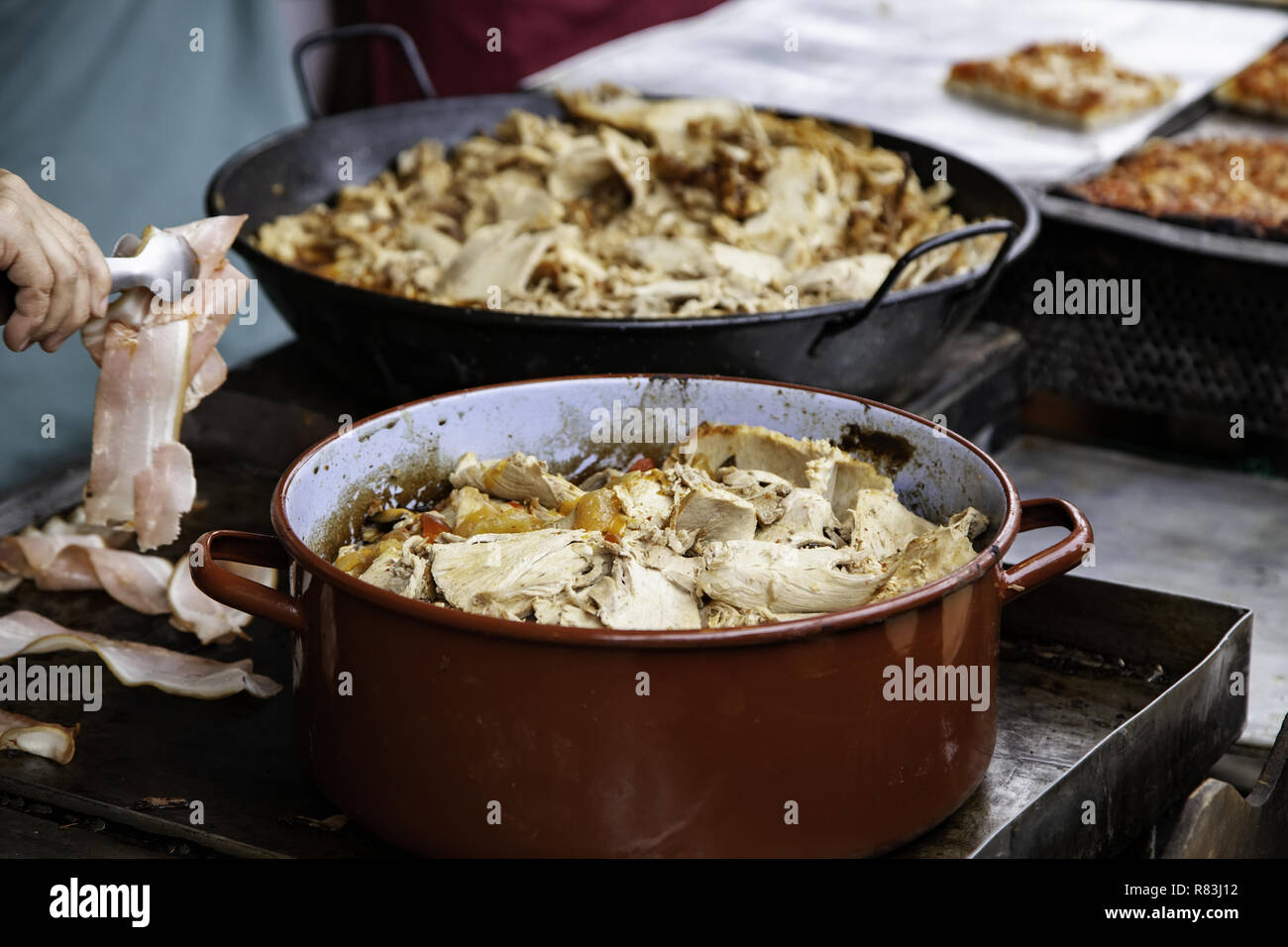 Meat on the grill, roasting meat on an ember with fire Stock Photo - Alamy