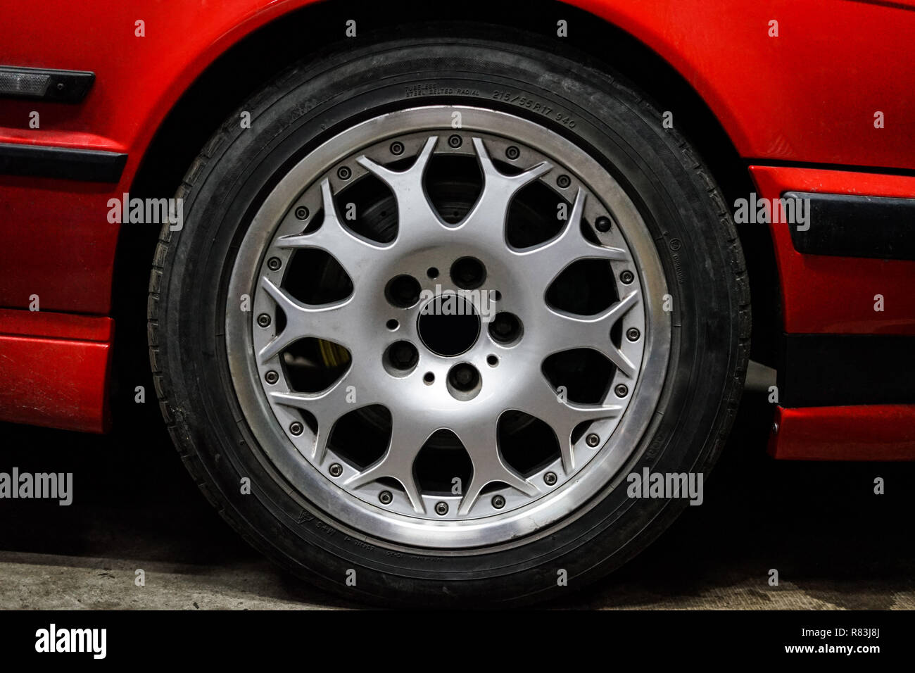 Legendary alloy sport rims on beautiful wheels in silver color Stock ...