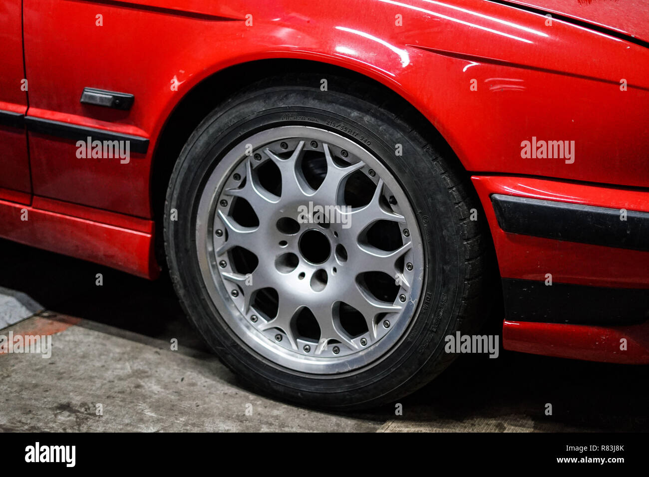 Legendary alloy sport rims on beautiful wheels in silver color Stock ...