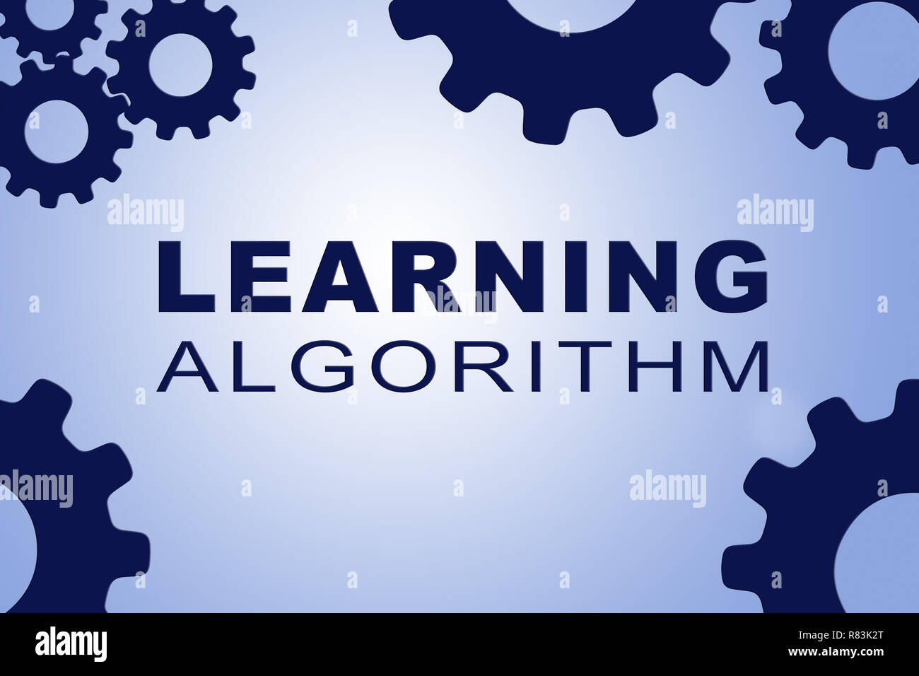 LEARNING ALGORITHM sign concept illustration with green gear wheel ...