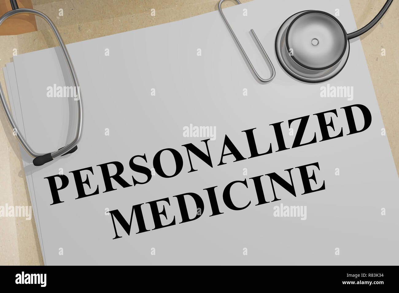 3D illustration of PERSONALIZED MEDICINE title on a medical document ...