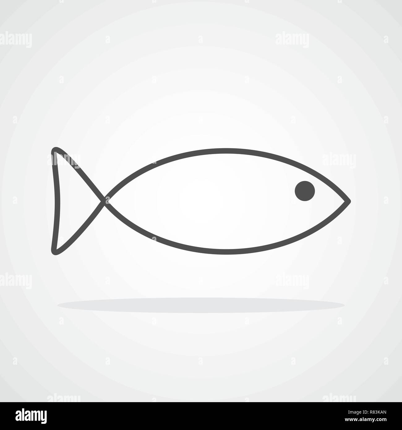 Fish icon isolated. Vector illustration. Gray fish symbol in flat style ...