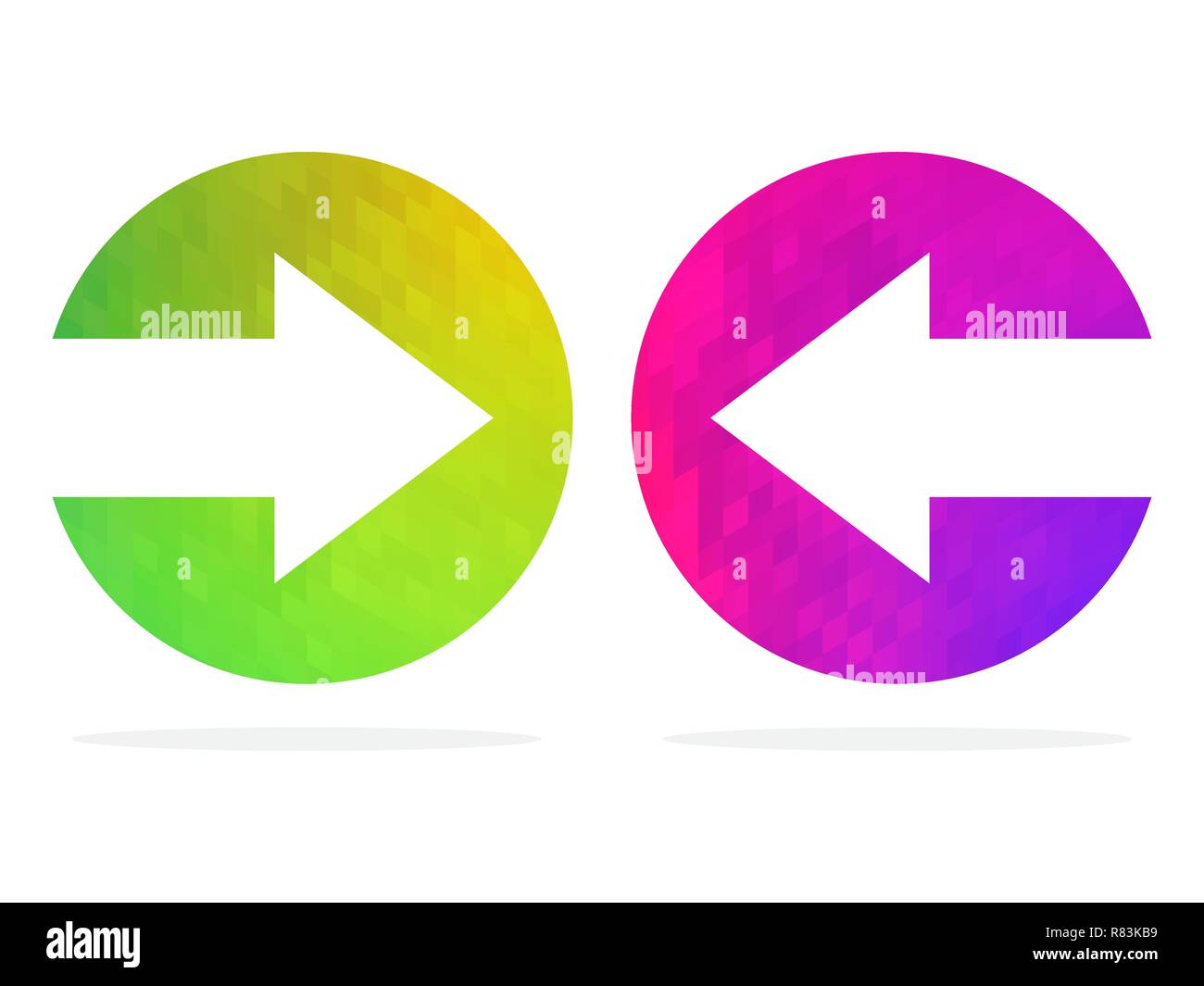 Right and left arrows. Vector illustration. Next and back colorful ...