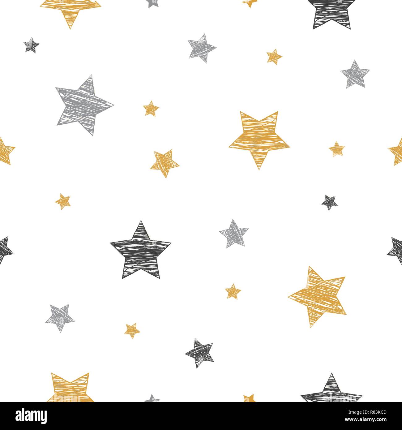 Christmas scribble stars background. Vector illustration. Seamless ...