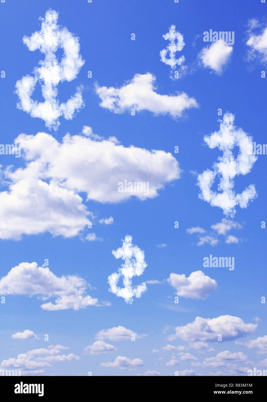 Dollar symbol from clouds on blue sky Stock Photo - Alamy