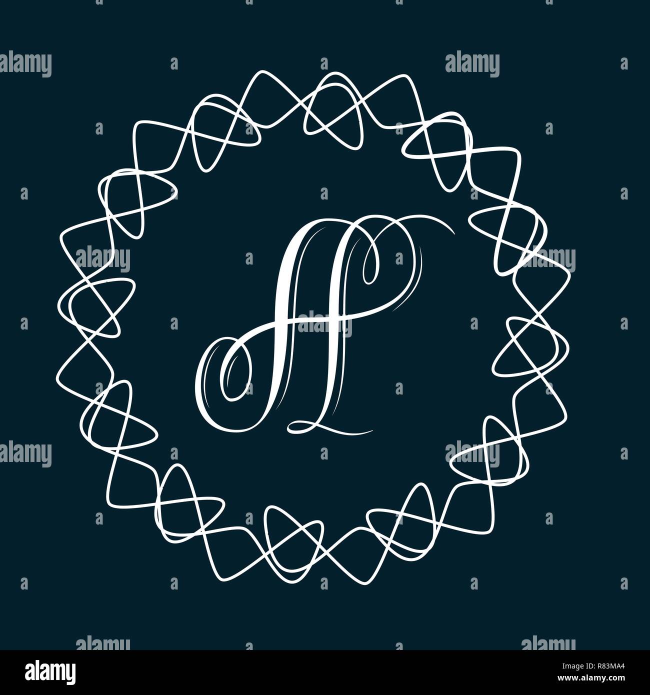 Ornate letter A - hand lettering calligraphy monogram design Stock ...