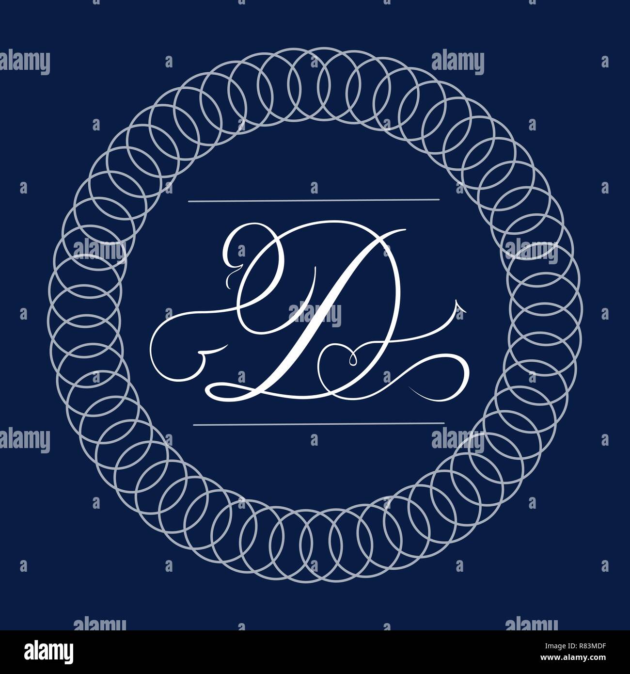 Letter D - hand lettering design in copperplate style Stock Vector ...